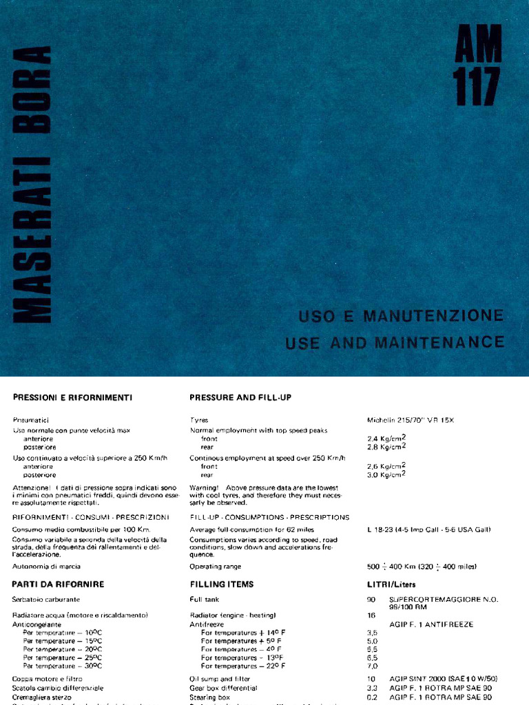 Maserati Bora (Italian - English) Owners Manual_compressed | PDF