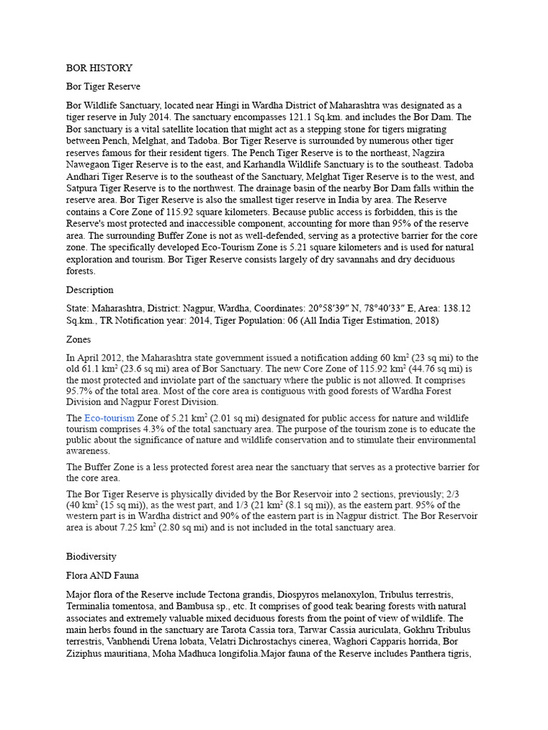 Bor History-1 | PDF | Environmental Conservation | Organisms