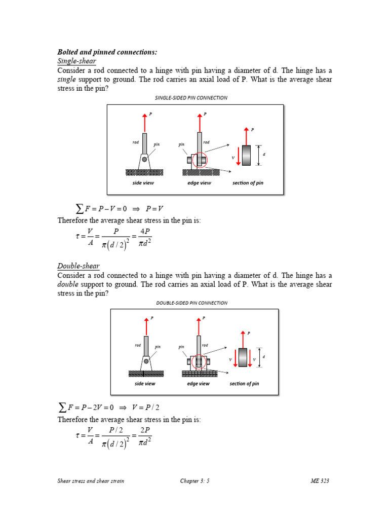 Bolted and Pinned Connections | PDF | Stress (Mechanics) | Shear Stress