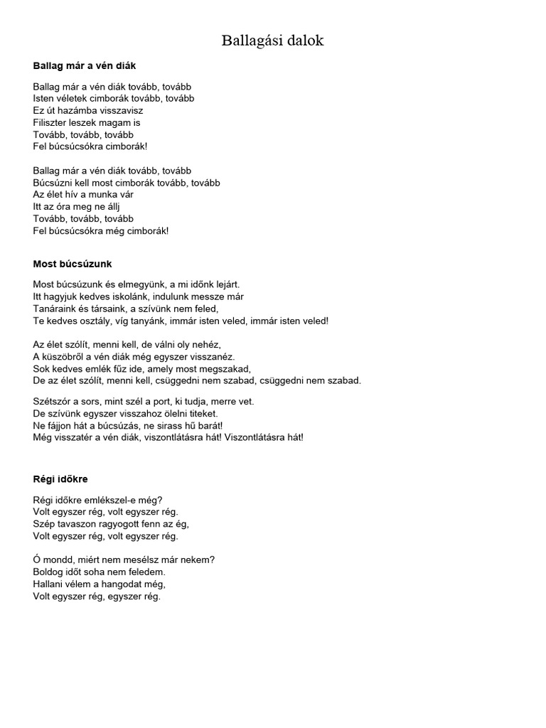 Ballagási Dalok | PDF