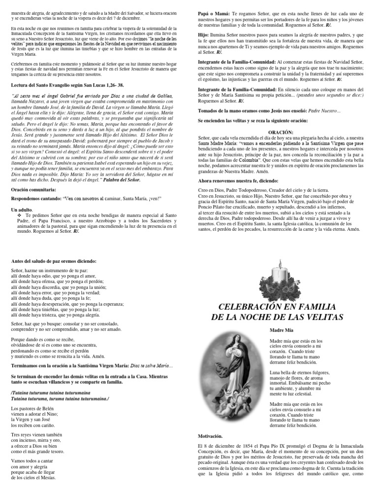 Celebración Familiar Noche de Las Velitas 2022 | PDF | María, madre de ...