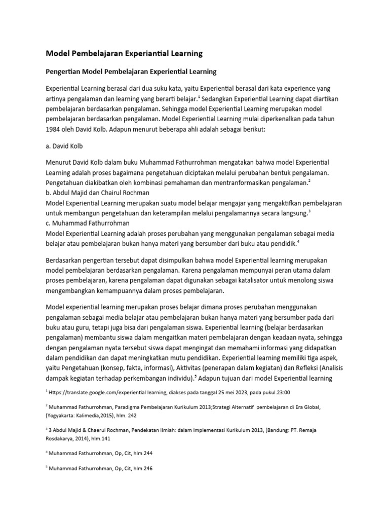 Model Experiential Learning | PDF | Karier & Perkembangan
