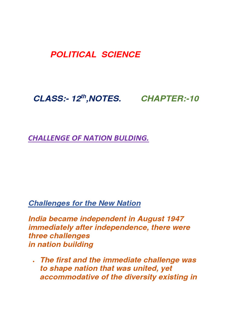 12TH, Political Science Notes, 14.07.20 | PDF | Partition Of India ...