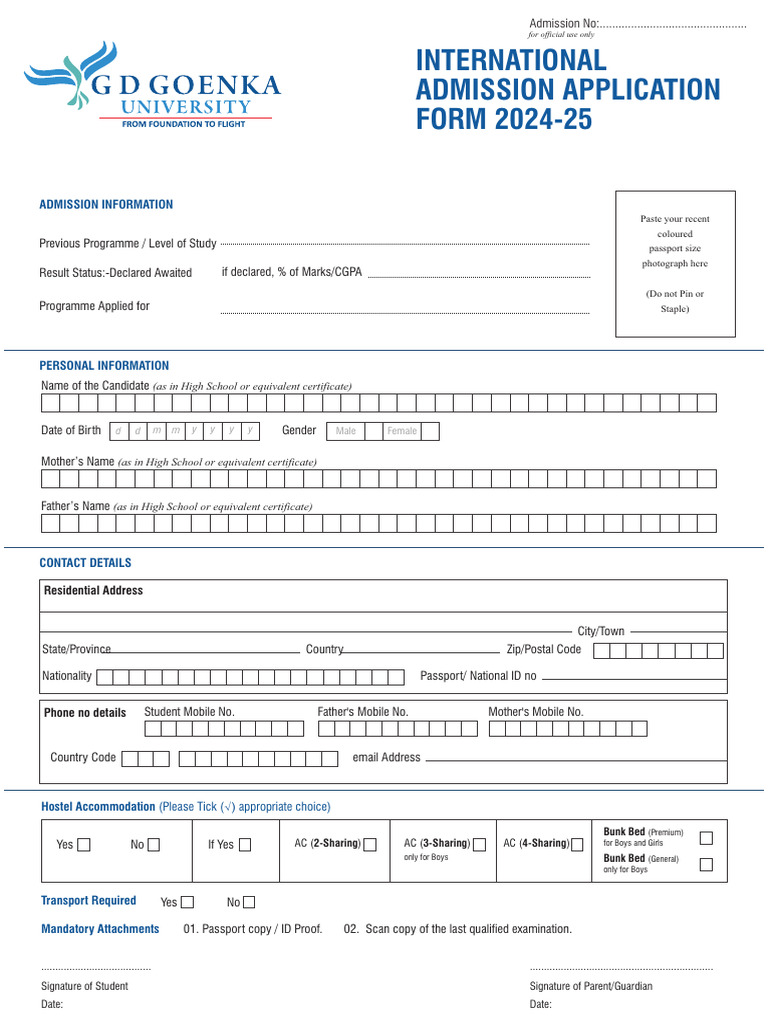 International Application Form - 2024 | PDF