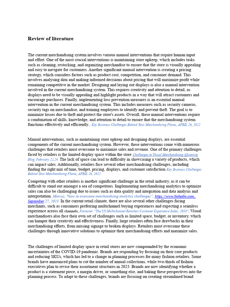 Review of Literature Inventory Optimization - 01 | PDF | Retail ...