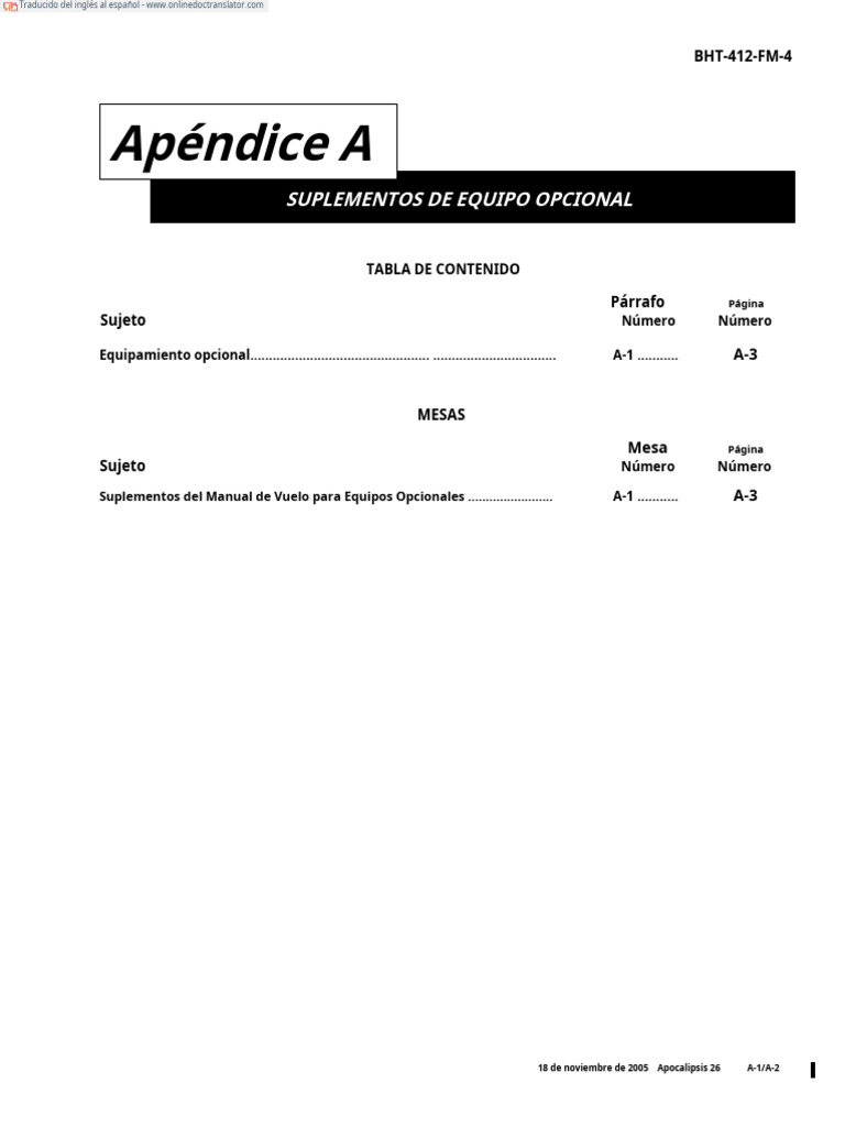 412 Ep Appendix a Optional Equipment Suppplements.en.Es | PDF | Aviación | Aeronave