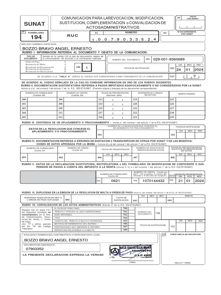 Formulario 194 Sunat | PDF | Impuestos | Finanzas del gobierno