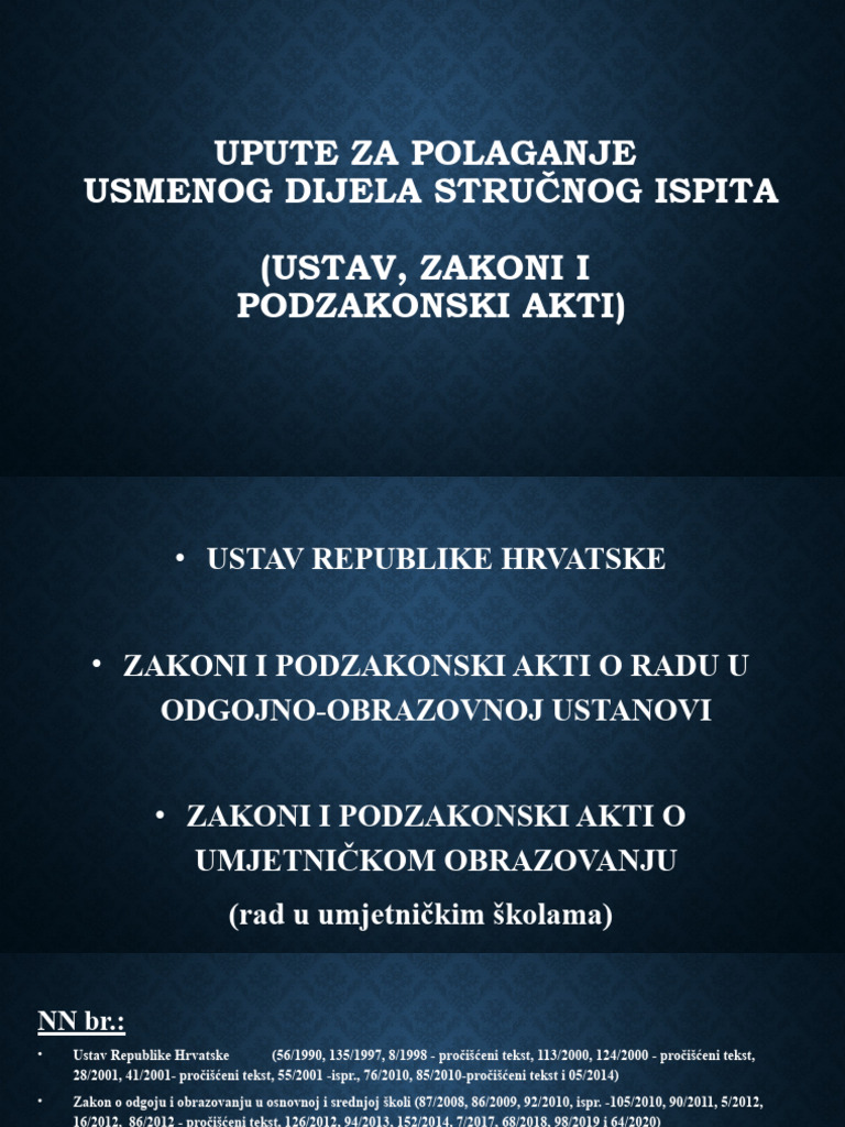 Upute Za Polaganje Stručnog Ispita | PDF