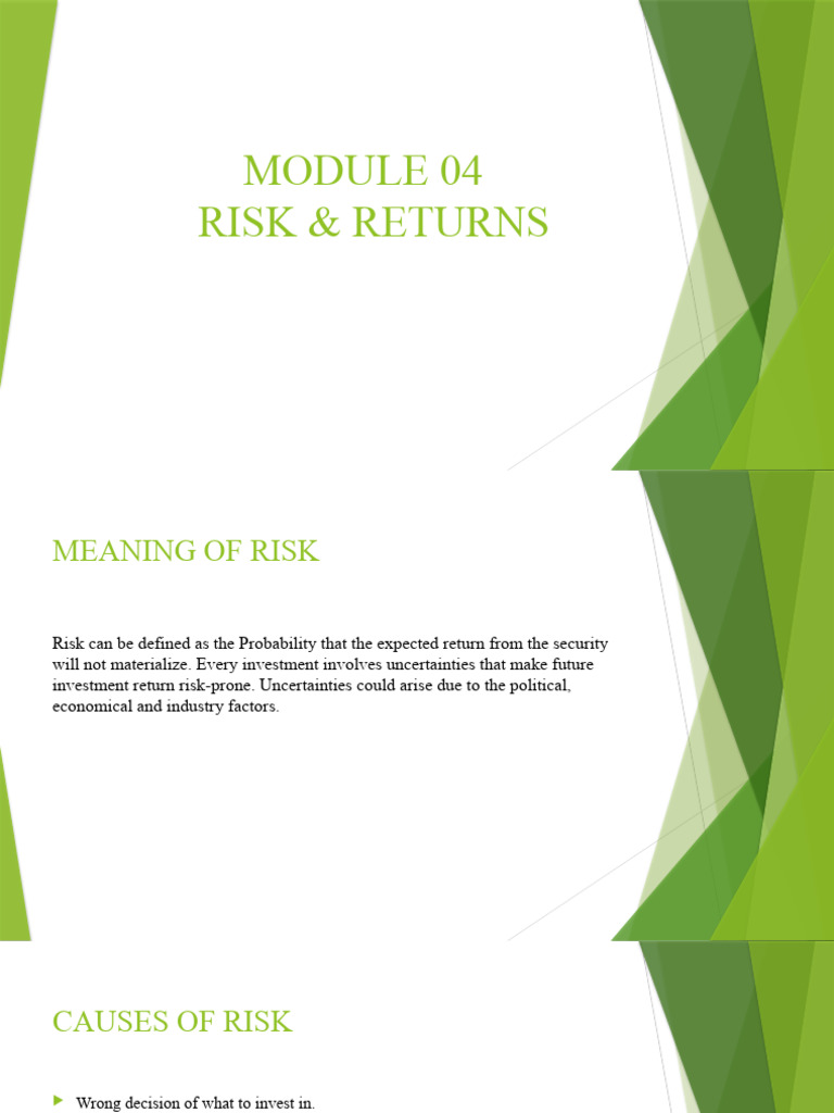 Risk & Returns Unit 4 | PDF | Financial Risk | Investing