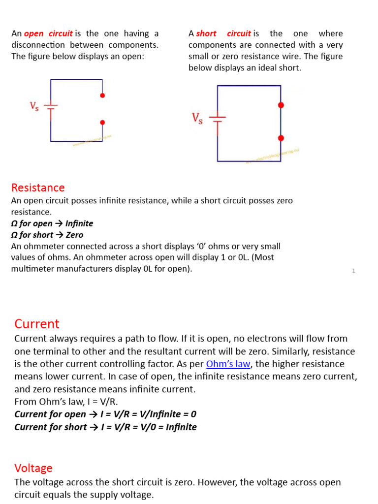 Resistance: Open Circuit Short Circuit | PDF | Electrical Network ...