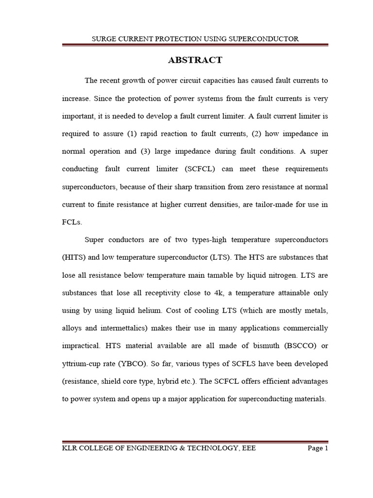 Surge Current Protection Using Superconductor | PDF | Superconductivity ...
