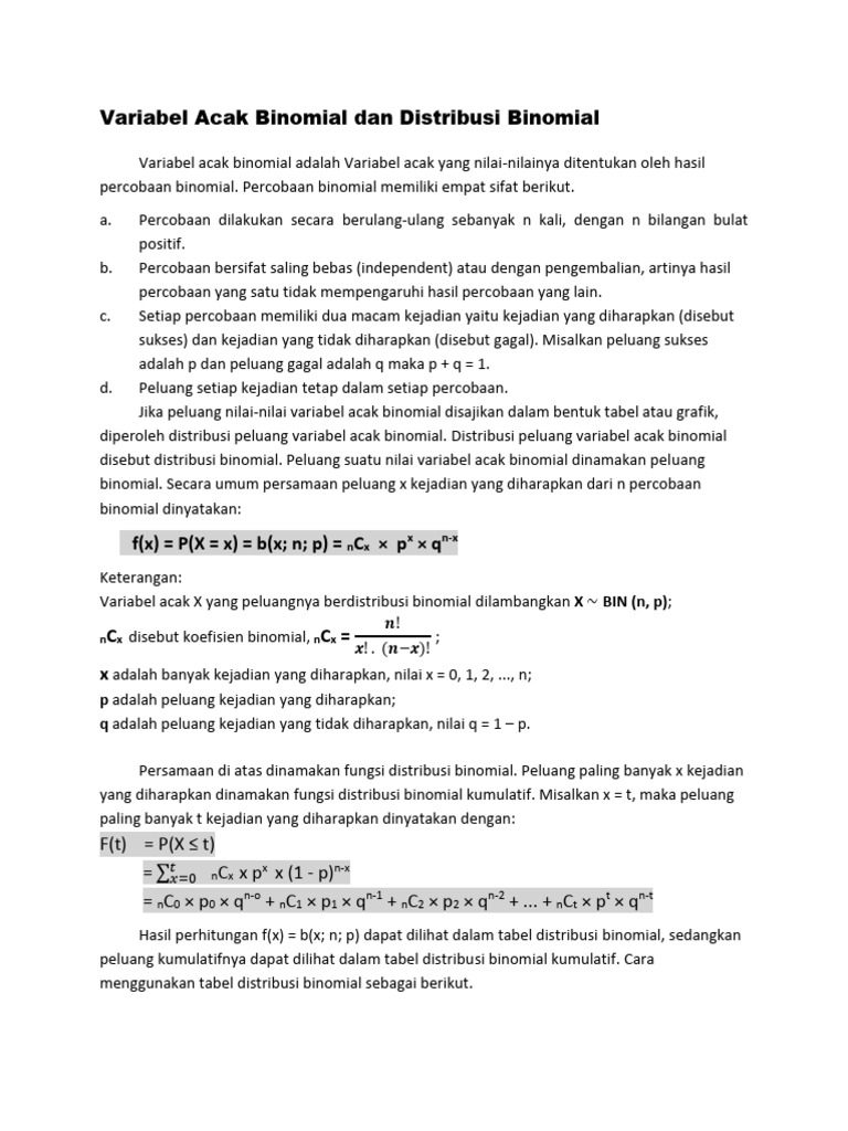 Variabel Acak Binomial Dan Distribusi Binomial-Dikonversi | PDF ...