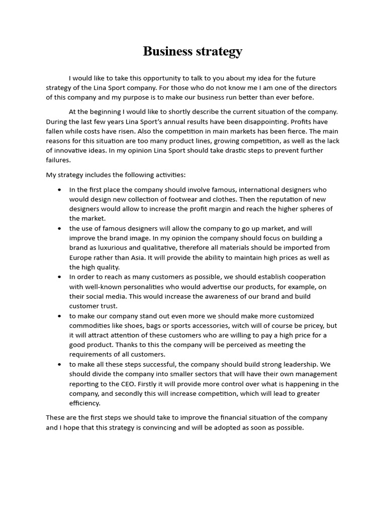 Business strategy | PDF | Brand | Strategic Management