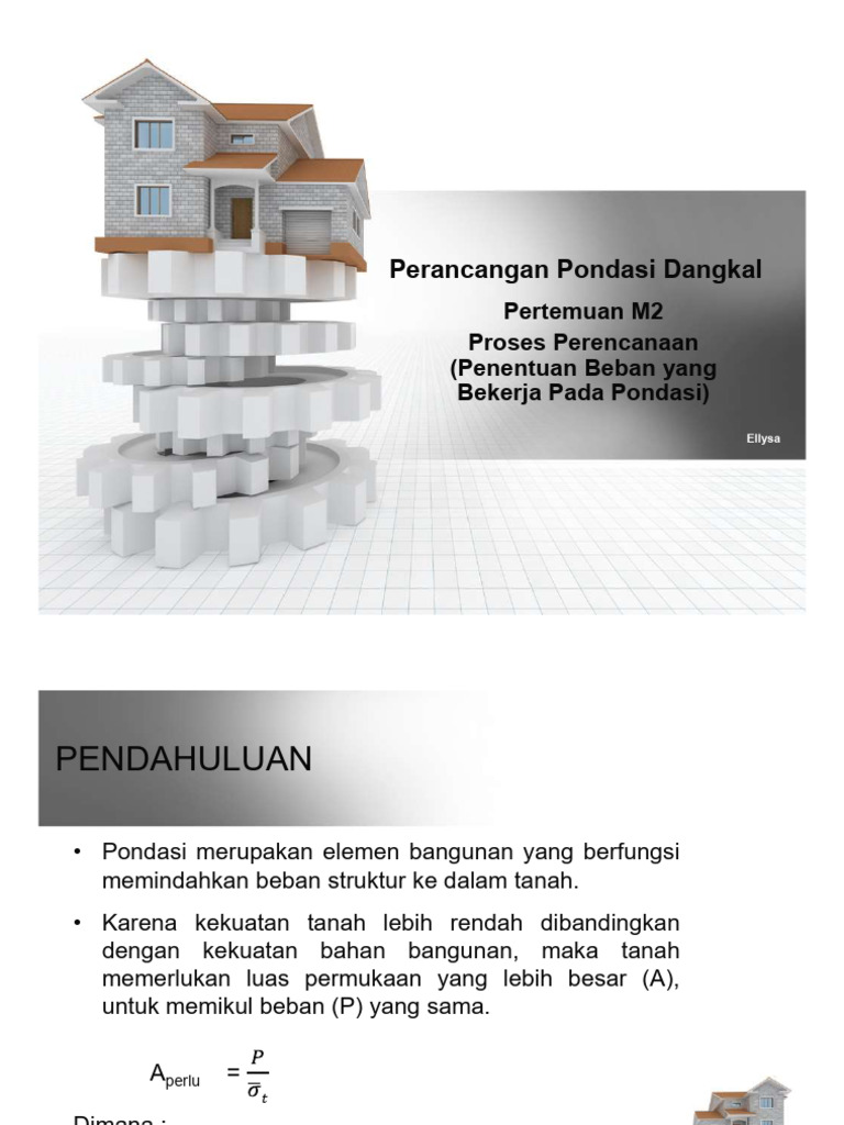 Perancangan Pondasi Dangkal M2 - Beban Yang Bekerja Pada Pondasi | PDF