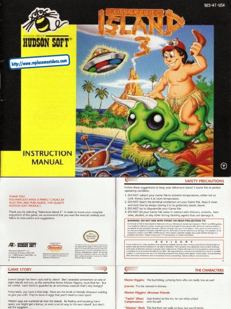 Adventure Island 3 - Manual - NES | PDF