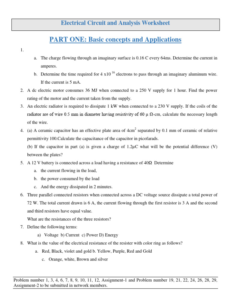 work sheet | PDF | Capacitor | Electrical Network