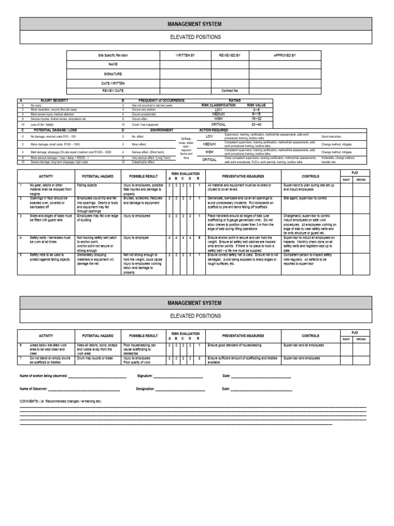 Elevated Positions RISK | PDF | Occupational Safety And Health | Risk