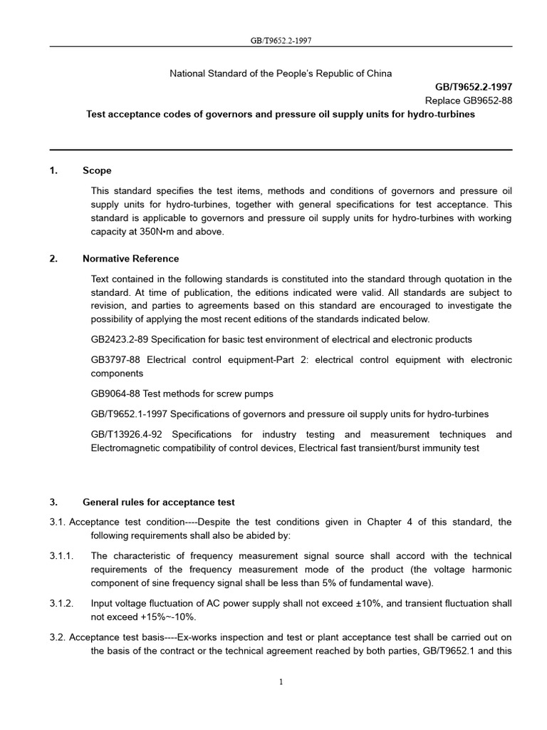 GBT9652.2-1997Test Acceptance Codes of Governors and Pressure Oil ...