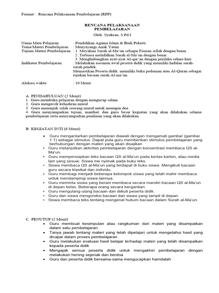 Format - RPP - CGP - 10 - REGULER 1 | PDF
