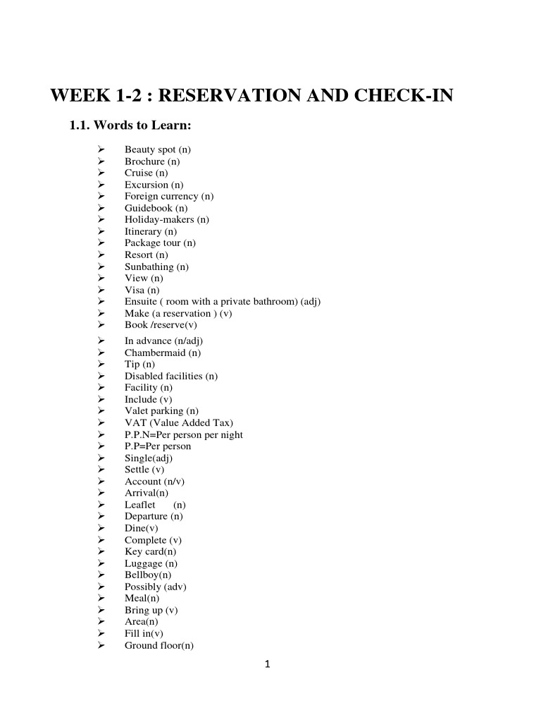 Reservation and Check in | PDF