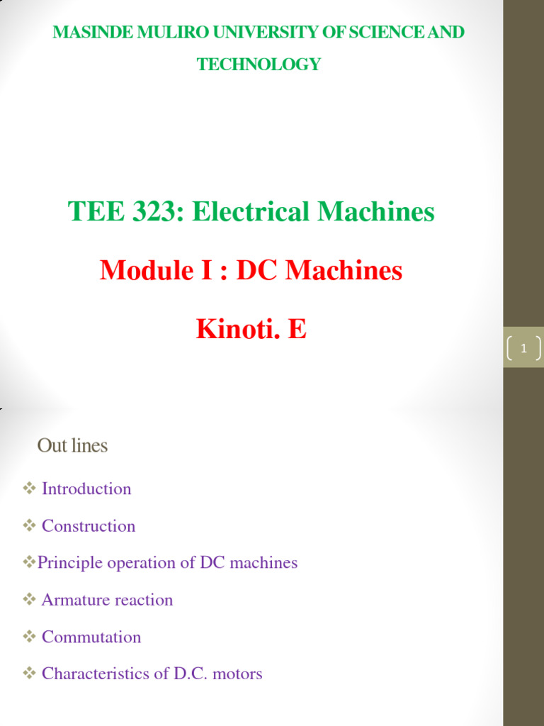 DC Machines-Module 1 | PDF | Electric Motor | Electromagnetic Induction