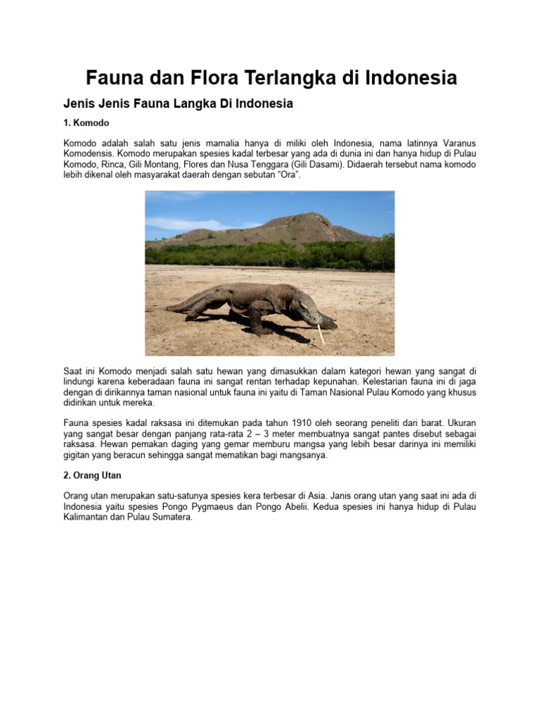 10 Fauna Dan Flora Terlangka Di Indonesia | PDF