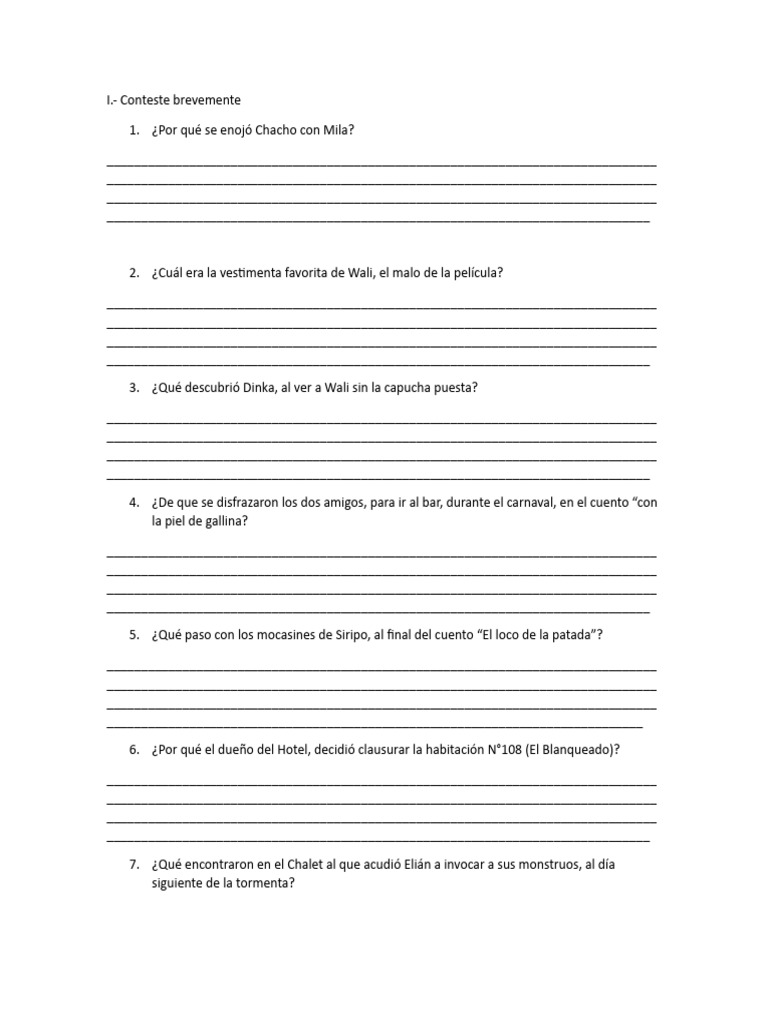 Preguntas y finales de cuentos infantiles | PDF