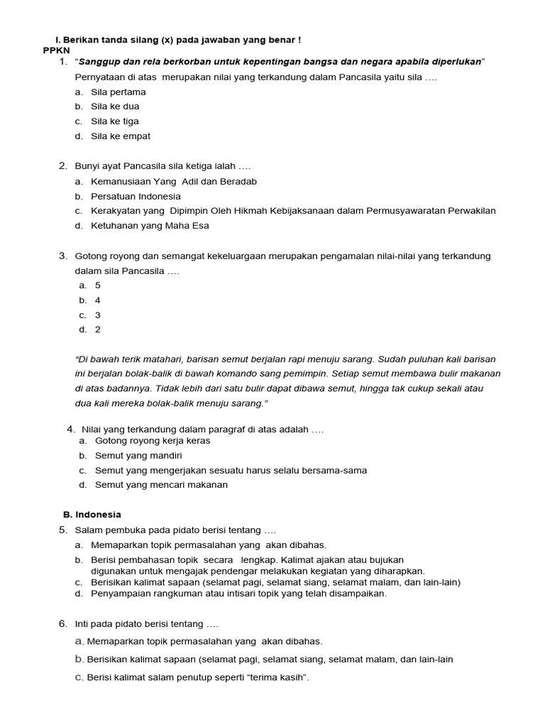 Soal PTS TEMATIK TEMA 7 SUB 2 DAN SUB 3 Kelas 6 SMT 2 | PDF