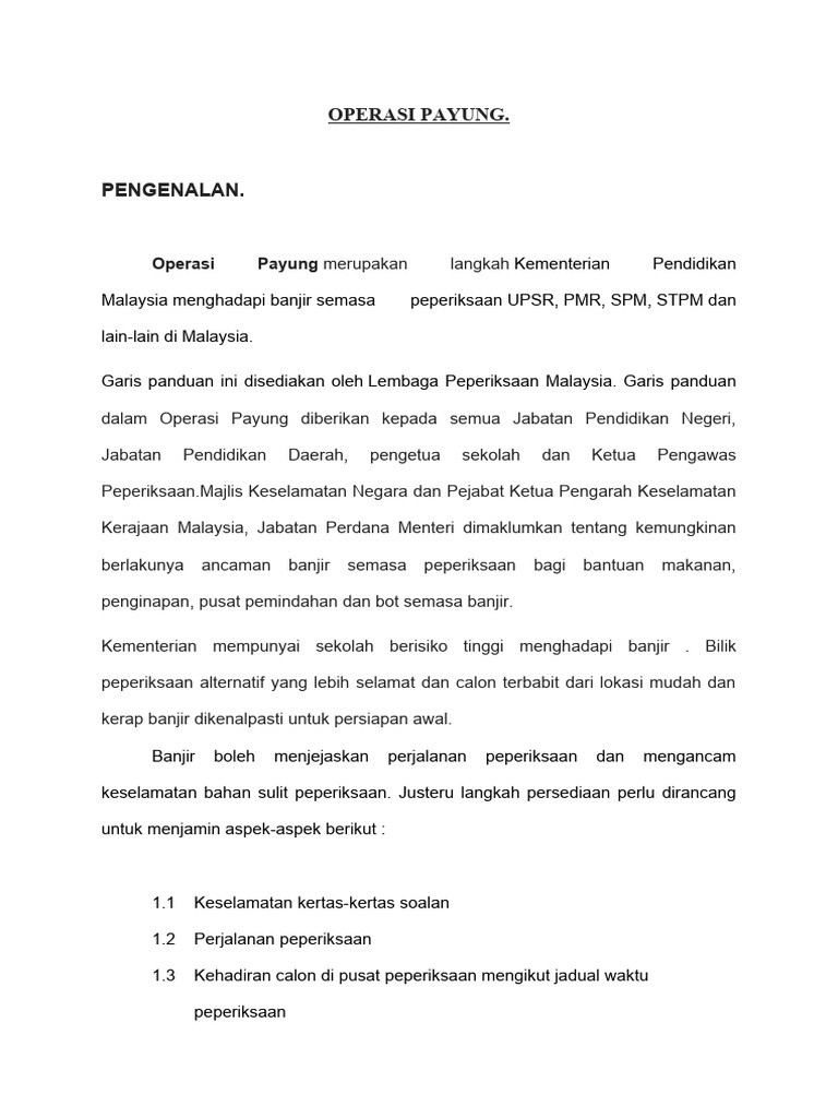 Kertas Kerja Opps Payung UPSR 2019 | PDF