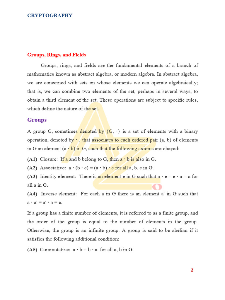 Crypto Mod1b | PDF | Group (Mathematics) | Field (Mathematics)