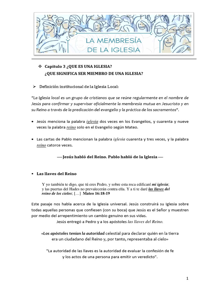 La Membresia de La Iglesia Cap 3 y 4 | PDF | Iglesia cristiana | Jesús