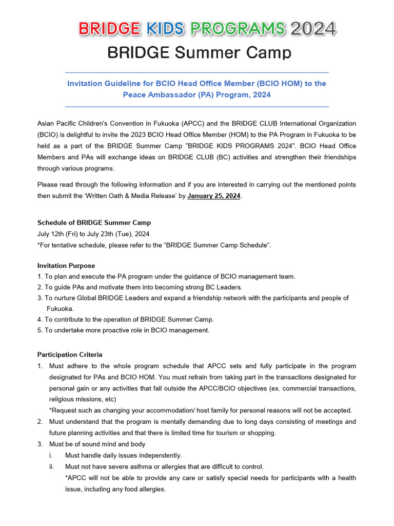 Invitation Guideline - BCIO HOM 2024 | PDF | Fee | Insurance