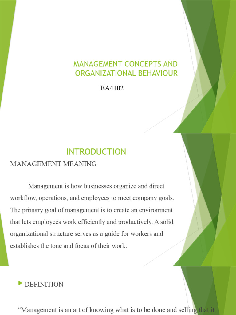 BA4102-Management Concepts and Organizational Behaviour | PDF ...