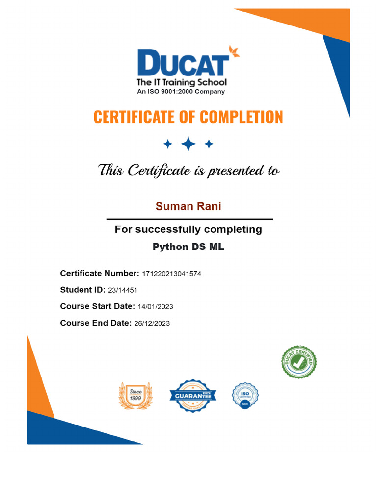 Ducat Certificate | PDF