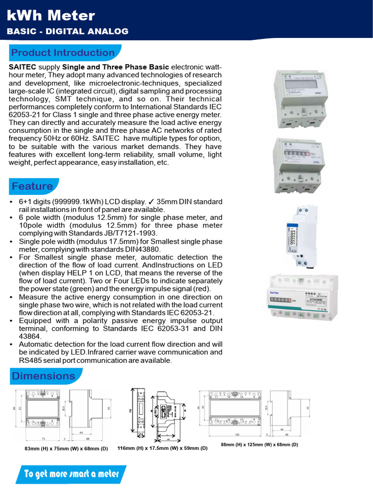 Catalog kWh analog SAITEC | PDF | Light Emitting Diode | Metre