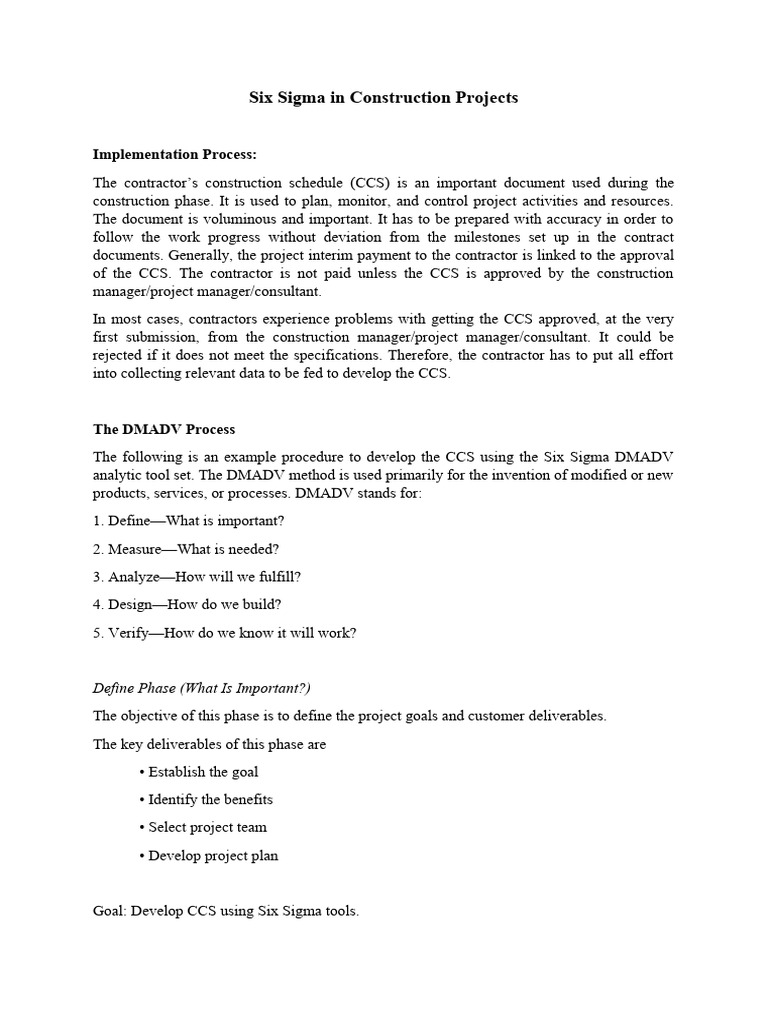 Six Sigma in Construction Projects | PDF | Six Sigma | Specification ... Six Sigma in Construction Projects | PDF | Six Sigma | Specification ...