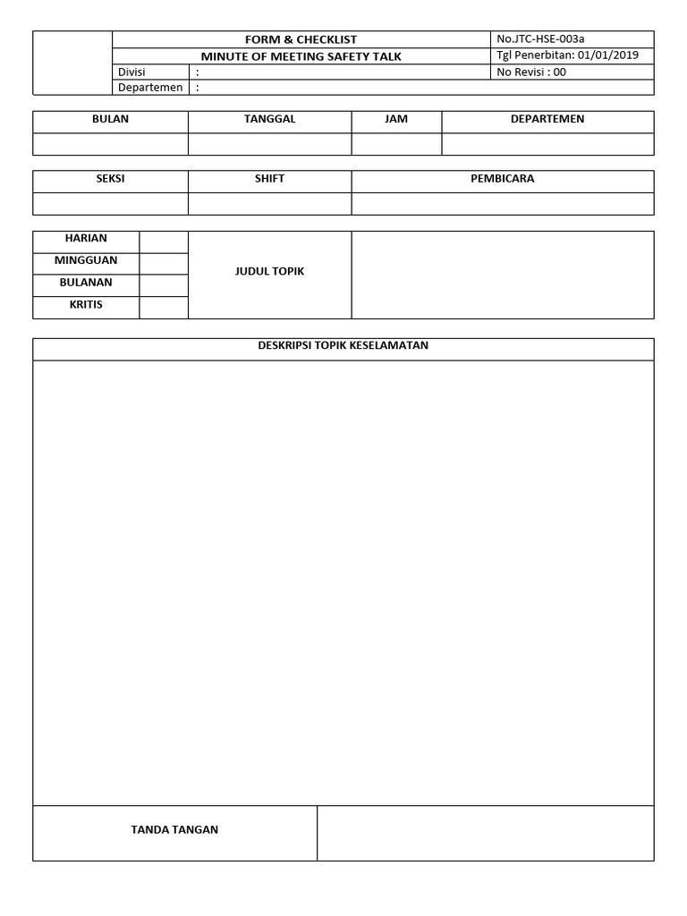 Contoh Laporan Safety Meeting | PDF