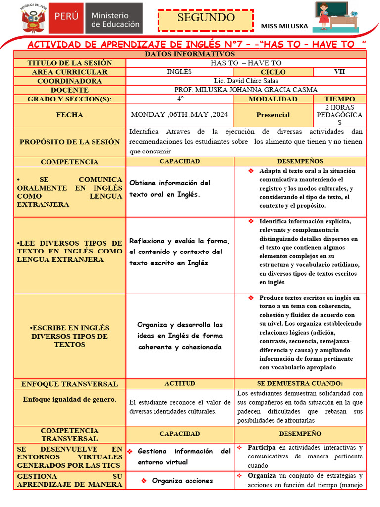 Uso de "Has to" y "Have to" en Inglés | PDF | Aprendizaje | Idioma en ...