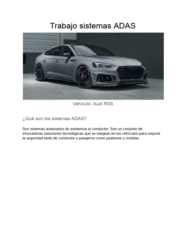 Trabajo Rs5 (Adas) | PDF | Vehículo de motor | Vehículos