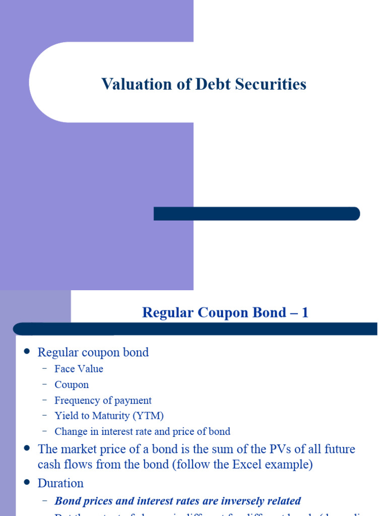 02A - Valuation of Debt | PDF | Bonds (Finance) | Bond Duration
