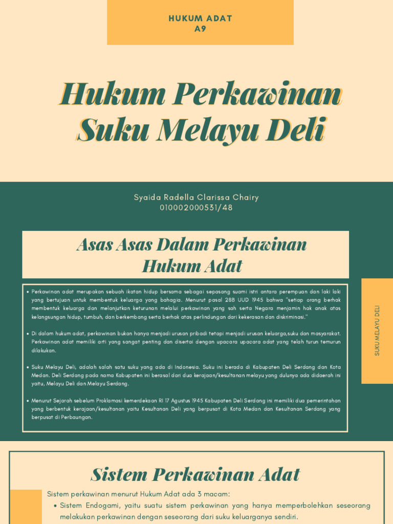 Hukum Adat Perkawinan Suku Melayu Deli | PDF