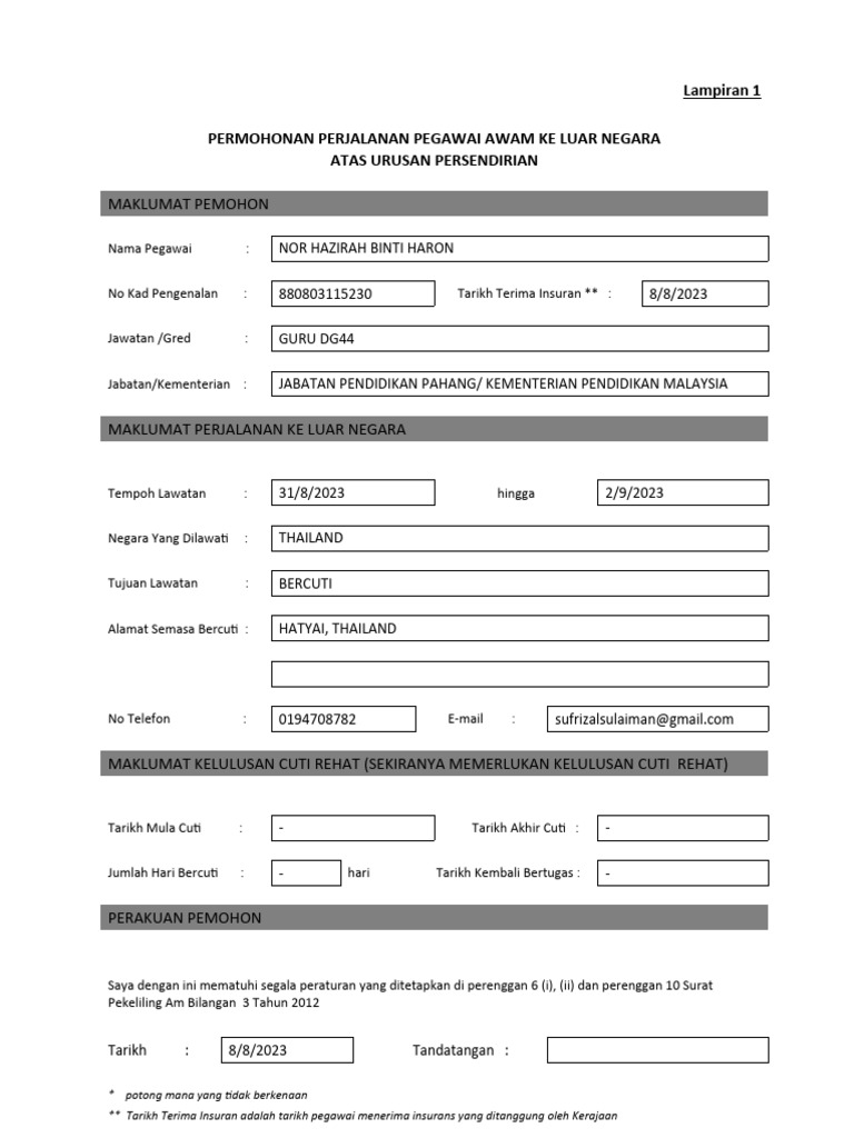 Lampiran 1.KE LUAR NEGARA | PDF | Karier & Perkembangan | Pengelolaan ...