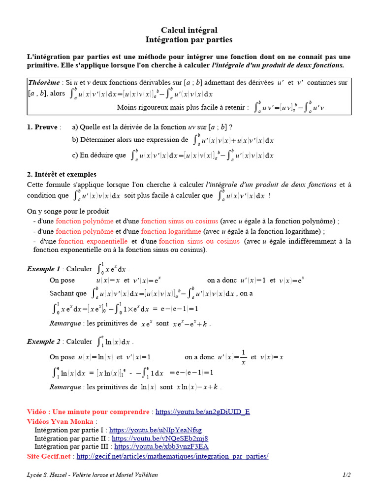Intégration par parties expliquée | PDF | Intégral | Physique mathématique