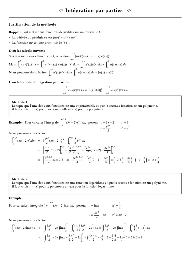 Intégration par parties expliquée | PDF | Intégral | Mathématiques
