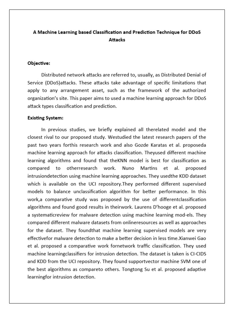 DDos Attack Prediction - ML | PDF | Machine Learning | Denial Of Service Attack