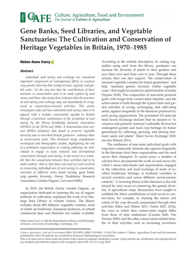 Gene Banks Seed Libraries and Vegetable Sanctuarie | PDF | Heirloom ...