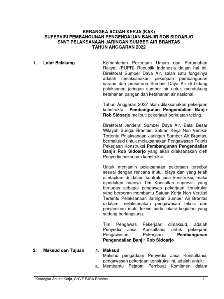 KAK SPV Rob Sidoarjo 2022 SOP4 CEK | PDF
