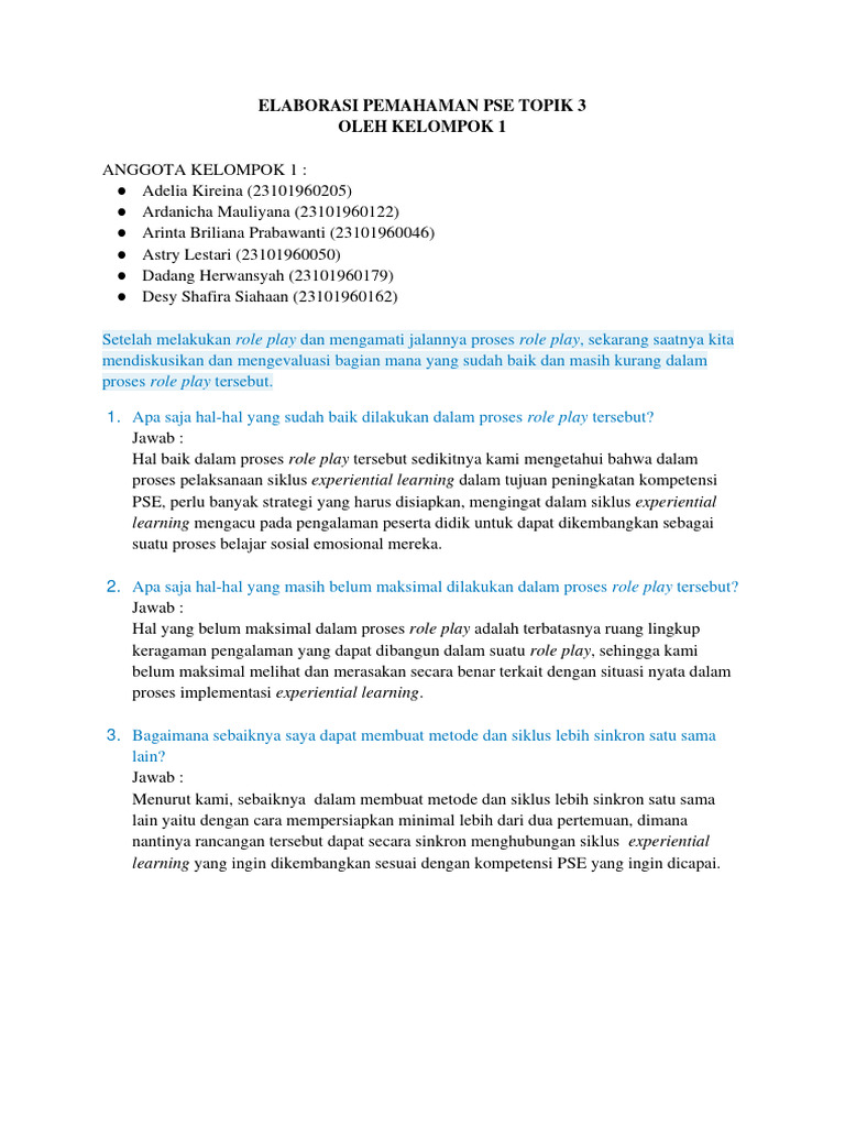 PSE Elaborasi Pemahaman Topik 3 | PDF