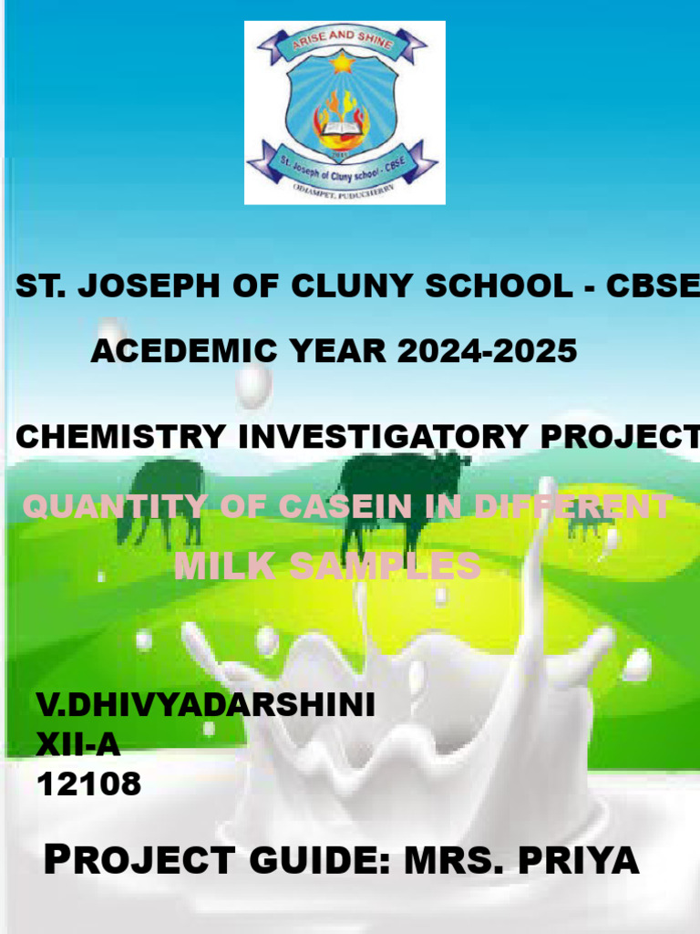 Amount of Casein in Milk Chemistry Project Cbse Class 12 PDF | PDF ...
