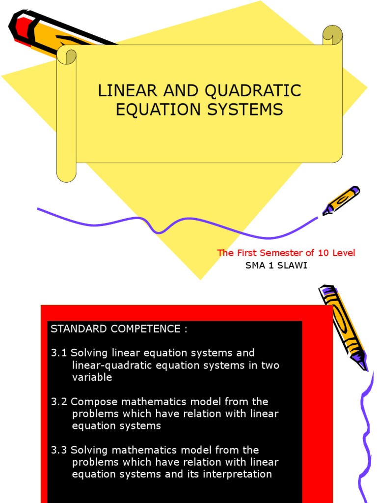 Linear and Quadratic Equation System | PDF | System Of Linear Equations ...